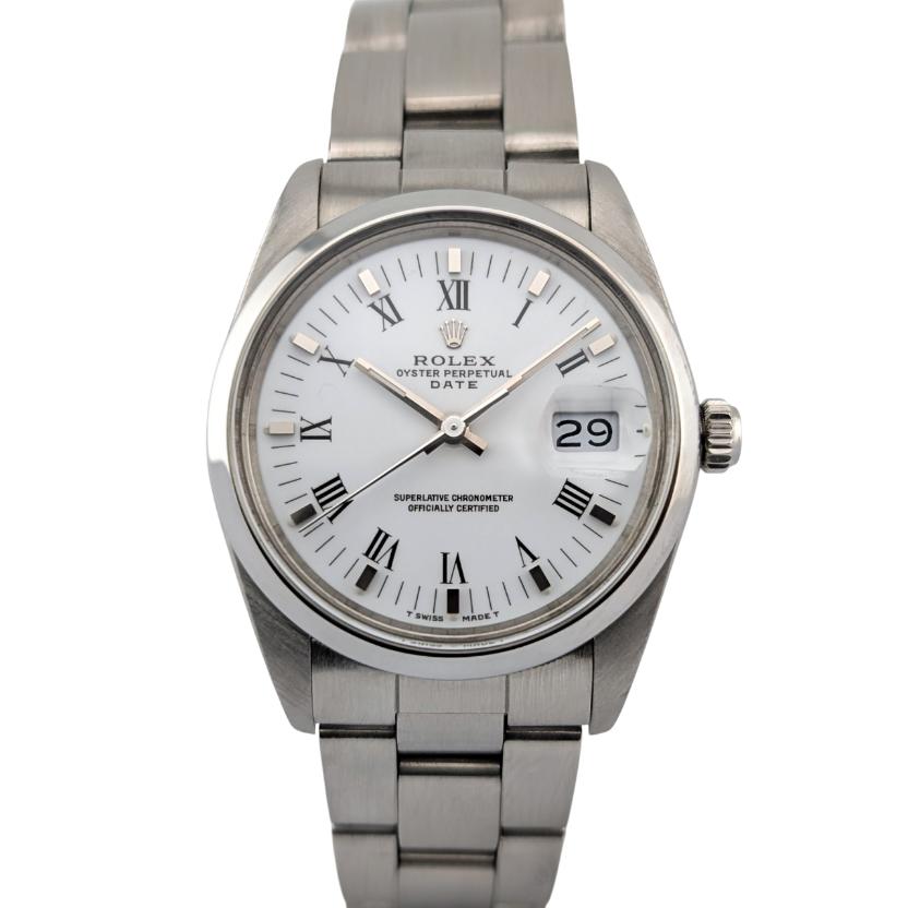Rolex 15000 Oyster Perpetual Date White Roman 34mm 1988 R Serial ...