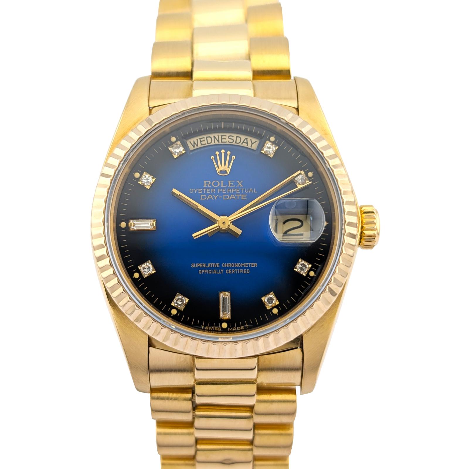 [ON HOLD] Rolex 18038 Day-Date 36 Blue Vignette Diamond Dial 36mm 1978 ...